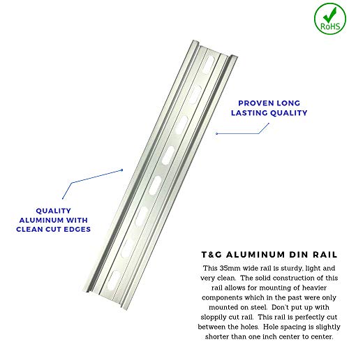 T&G 10 Pieces DIN Rail Slotted Aluminum RoHS 8" Inches Long 35mm Wide 7.5mm High