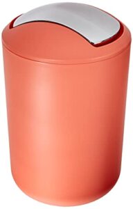 wenko, garbage bin with swing lid, bathroom trash can, waste basket for small spaces, bedroom, office, guest toilet,1.7 gal, coral, 7.68 x 7.68 x 12.2 in, 6,5 l