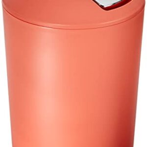 WENKO, Garbage Bin with Swing Lid, Bathroom Trash Can, Waste Basket for Small Spaces, Bedroom, Office, Guest Toilet,1.7 gal, Coral, 7.68 x 7.68 x 12.2 in, 6,5 L