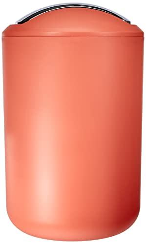 WENKO, Garbage Bin with Swing Lid, Bathroom Trash Can, Waste Basket for Small Spaces, Bedroom, Office, Guest Toilet,1.7 gal, Coral, 7.68 x 7.68 x 12.2 in, 6,5 L