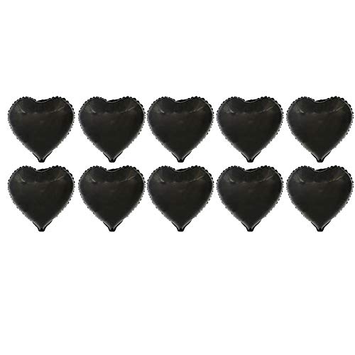 10pcs Foil Heart Helium Balloon 18" Heart Aluminum Foil Balloons Party Wedding Birthday Decor(Black)