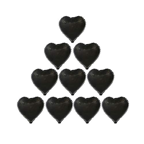 10pcs Foil Heart Helium Balloon 18" Heart Aluminum Foil Balloons Party Wedding Birthday Decor(Black)