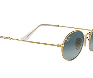 Ray-Ban RB3547 Oval Sunglasses, Gold/Blue Gradient Grey, 51 mm