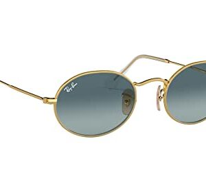 Ray-Ban RB3547 Oval Sunglasses, Gold/Blue Gradient Grey, 51 mm