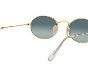 Ray-Ban RB3547 Oval Sunglasses, Gold/Blue Gradient Grey, 51 mm