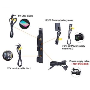 SOONWELL V-Mount Plate Power Supply with LP-E6 Dummy Battery 15mm Rod Bracket for DSLR RED Cameras,Camcorders, Monitors