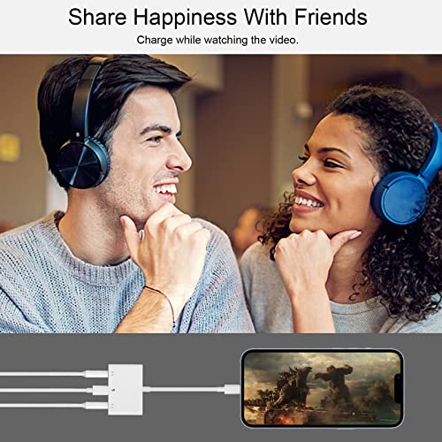 Anytrox Headphone Adapter for iPhone,3 in 1 Dual 3.5mm Audio Stereo Splitter Compatible with iPhone 14 13 Pro/12 iPad,Audio Output for 3.5mm Jack Earphone,Headphone,Speaker and More