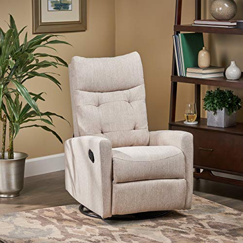 Christopher Knight Home Ishtar Glider Swivel Push Back Nursery Recliner, Beige, Black