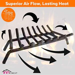 INNFINEST Fireplace Log Grate 33 inch 8 Bar Fire Grates Heavy Duty 3/4” Wide Solid Steel Indoor Chimney Hearth Outdoor Fire Place Kindling Tool Pit Wrought Iron Wood Stove Firewood Burning Rack Holder