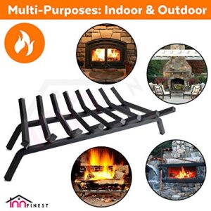 INNFINEST Fireplace Log Grate 33 inch 8 Bar Fire Grates Heavy Duty 3/4” Wide Solid Steel Indoor Chimney Hearth Outdoor Fire Place Kindling Tool Pit Wrought Iron Wood Stove Firewood Burning Rack Holder