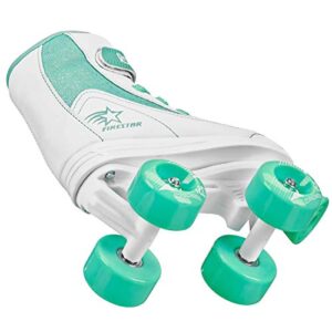 Roller Derby Firestar Youth Girl's Quad Roller Skates, White/Mint, Size 01