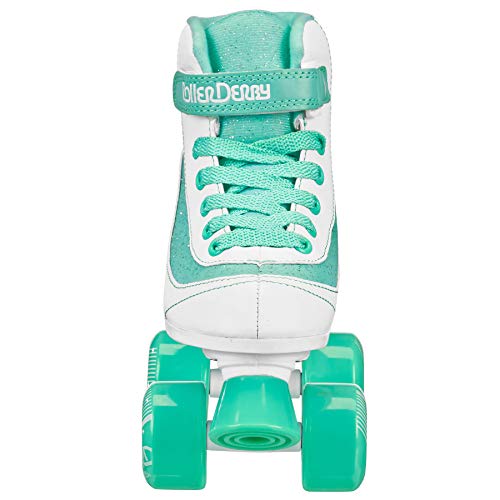 Roller Derby Firestar Youth Girl's Quad Roller Skates, White/Mint, Size 01