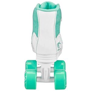 Roller Derby Firestar Youth Girl's Quad Roller Skates, White/Mint, Size 01