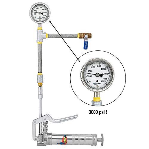 Slippery Pete Mini Pistol Grip Grease Gun. Heavy Duty Design for 3oz Cartridges. 12 inch Flexible Hose and 5 inch Rigid Extension Pipe