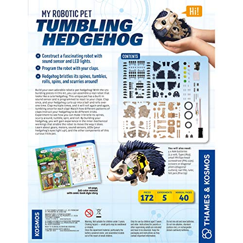 Thames & Kosmos My Robotic Pet - Tumbling Hedgehog | Build Your Own Sound Activated Tumbling, Rolling, Scurrying Pet | STEM Experiment Kit | Toy of The Year Award Finalist