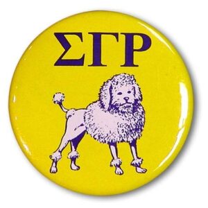 sigma gamma rho sorority round poodle button pin