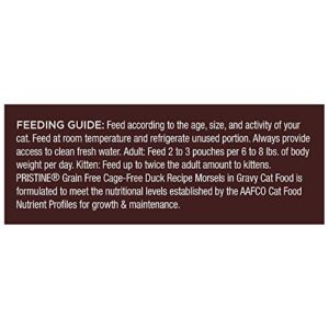 Castor & Pollux Pristine Grain Free Cage-Free Duck Recipe Morsels in Gravy Cat Food Pouches, 3 Oz (Pack of 24)