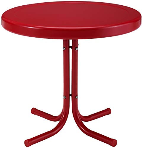 Crosley Furniture CO1011A-RG Griffith Retro Metal Outdoor Side Table, Red