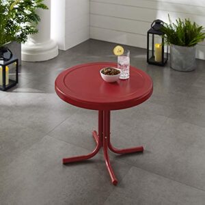 Crosley Furniture CO1011A-RG Griffith Retro Metal Outdoor Side Table, Red