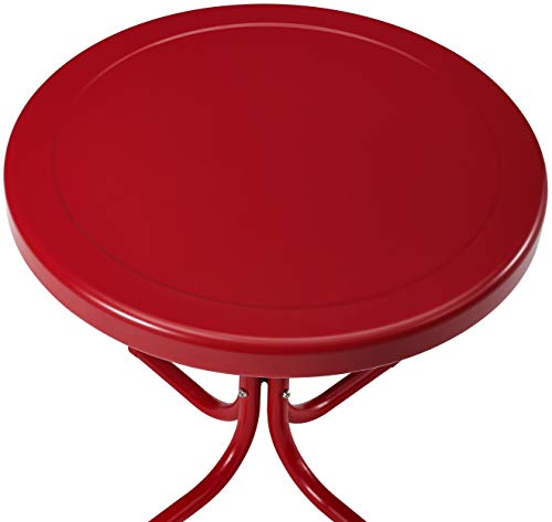 Crosley Furniture CO1011A-RG Griffith Retro Metal Outdoor Side Table, Red