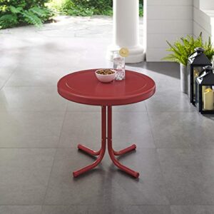 Crosley Furniture CO1011A-RG Griffith Retro Metal Outdoor Side Table, Red