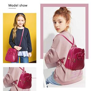 KL928 Girls Bowknot Polka Dot Cute Mini Backpack Small Daypacks Convertible Shoulder Bag Purse for Women (Fuchsia)