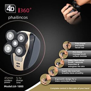 Phailincos Shaver Razor for Men 5 in 1 Buffet Hair Clipper 4D Whole Body Wash