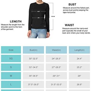 BALEAF Women's Workout Tops Long Sleeve Running Shirts Quick Dry Moisture Wicking Athletic T-Shirts for Exercise Gym Sports Yoga Black Size L