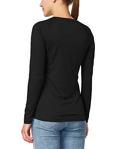 BALEAF Women's Workout Tops Long Sleeve Running Shirts Quick Dry Moisture Wicking Athletic T-Shirts for Exercise Gym Sports Yoga Black Size L