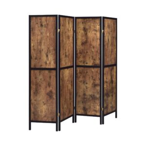 coaster furniture folding screen antique nutmeg and black 4-panel 961413