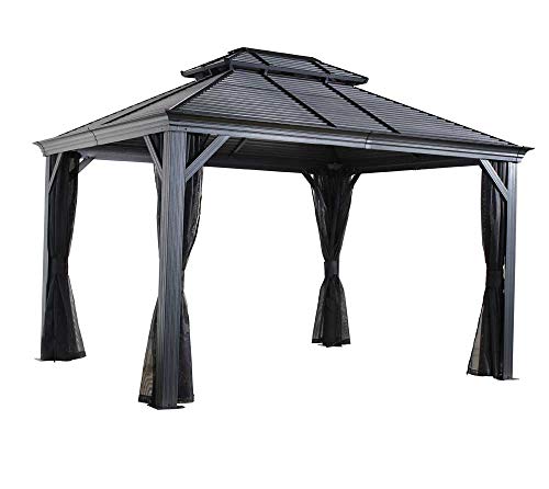 Sojag Outdoor 10' x 14' Mykonos Double Roof Hardtop Gazebo Outdoor Sun Shelter