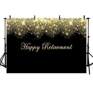 mehofoto black and gold happy retirement photo studio backdrop black glitter golden congrats retirement party decoration banner photography background 7x5ft