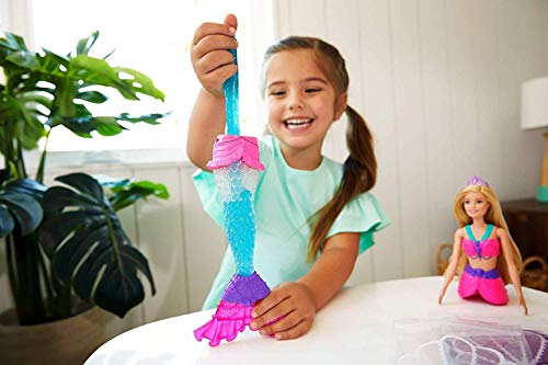 Barbie Dreamtopia Slime Mermaid Doll with 2 Slime Packets, Removable Tail and Tiara, Makes a Great Gift for 3 to 7 Year Olds, multi color (GKT75)