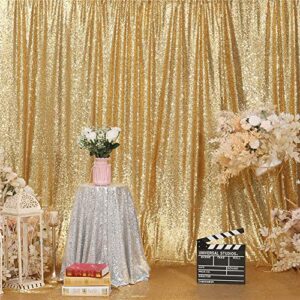 Eternal Beauty Gold Sequin Wedding Backdrop Photography Background Party Curtain, 5Ft X 7Ft