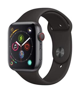 apple watch series 4 (gps + cellular, 44mm) - space black aluminum case with black sport band (renewed)