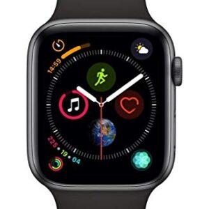 Apple Watch Series 4 (GPS + Cellular, 44MM) - Space Black Aluminum Case with Black Sport Band (Renewed)