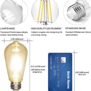 LED Edison Bulb,Antique 40W Vintage Bulb,E26 Non Dimmable Led Bulb 450 Lumens 2700K, Warm White, Pack of 3