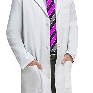 VOGRYE Professional Lab Coat for Men Women Long Sleeve, White, Unisex XXS