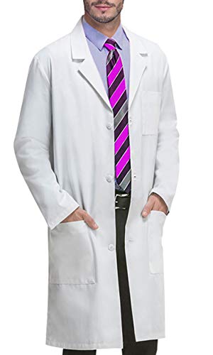 VOGRYE Professional Lab Coat for Men Women Long Sleeve, White, Unisex XXS