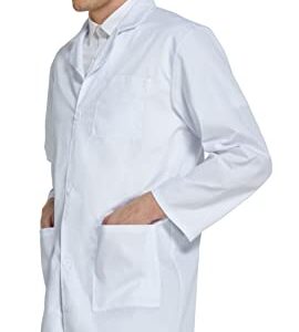 VOGRYE Professional Lab Coat for Men Women Long Sleeve, White, Unisex XXS