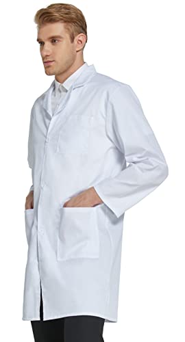 VOGRYE Professional Lab Coat for Men Women Long Sleeve, White, Unisex XXS