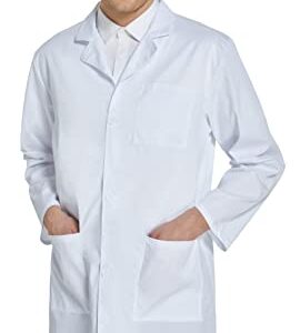 VOGRYE Professional Lab Coat for Men Women Long Sleeve, White, Unisex XXS