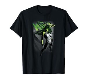 marvel she-hulk shadow comic icon pose t-shirt