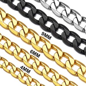 men's gold curb chain stainless steel 18" inches solid 6mm miami cuban link chain choker necklace