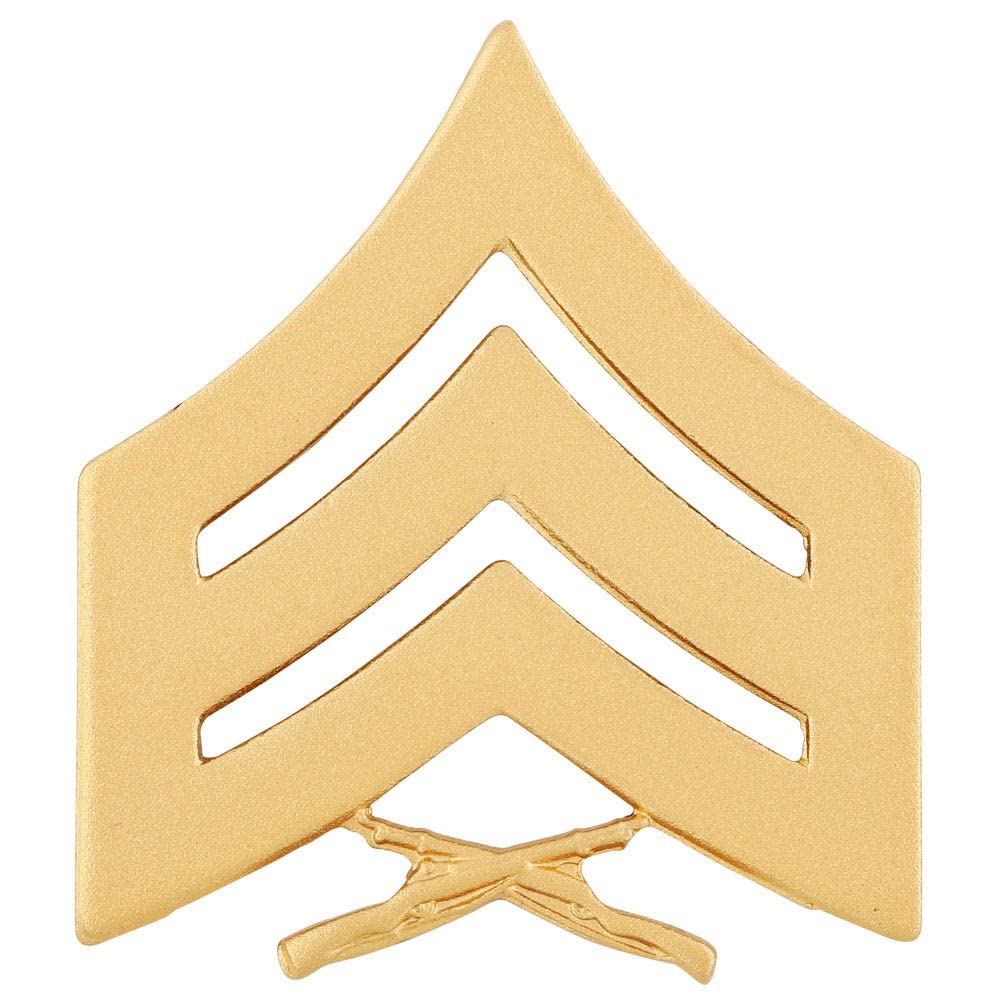 Marine Corps USMC chevron satin gold SGT Sergeant E5 Pair