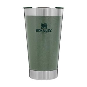 stanley classic stay chill vacuum insulated pint tumbler, 16oz stainless steel beer mug with built-in bottle opener, double wall rugged metal drinking glass, dishwasher safe insulated cup