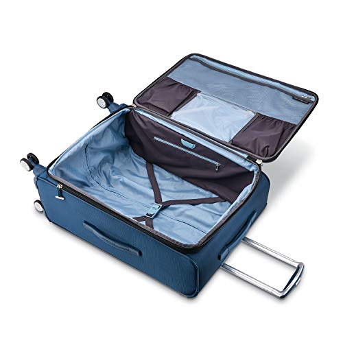 Samsonite Solyte DLX Softside Expandable Luggage with Spinner Wheels, Mediterranean Blue, Checked-Medium 25-Inch