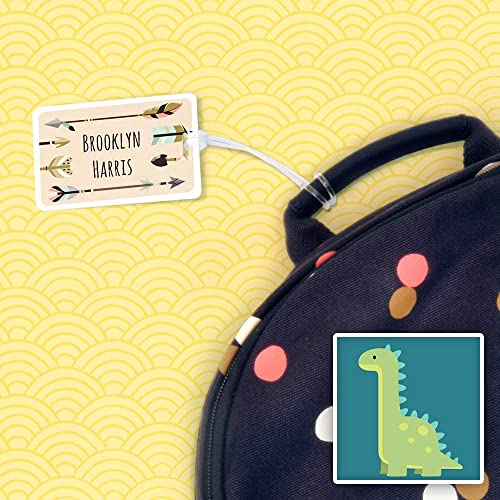 Kids Labels Durable Large Luggage & Bag Tag Dinosaur Design