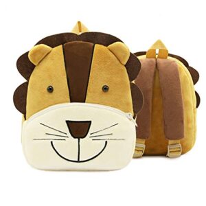 kissourbaby children toddler preschool backpack plush animal cartoon backpack baby kids school satchel travel lunch bags(lion)