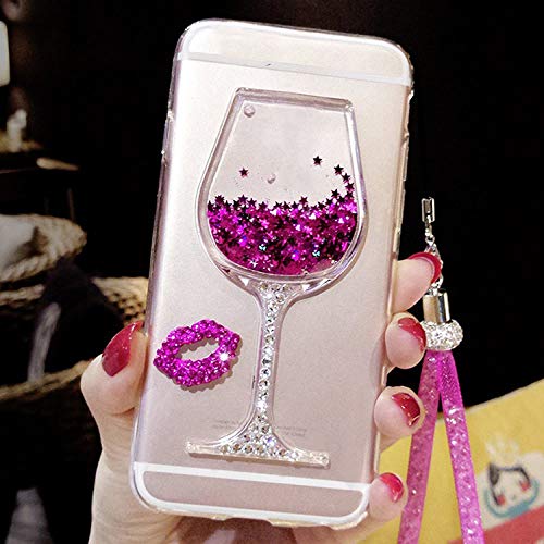 Galaxy S10 Plus Liquid Case,Shinetop 3D Diamond Creative Flowing Quicksand Cover for Samsung Galaxy S10 Plus Bling Glitter Floating Stars Soft TPU Silicone Crystal Clear Protective Case - Hot Pink